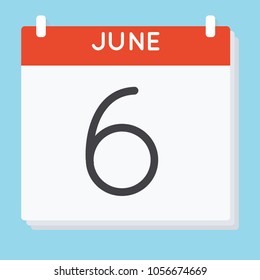 June 6 Calendar Icon Vector Illustration Stock Vector (Royalty Free ...