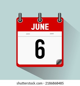 June 6 Calendar Icon Vector Illustration Stock Vector (Royalty Free ...