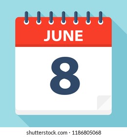 June 8 Calendar Icon Vector Illustration Stock Vector (Royalty Free ...