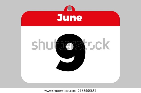 June 9 White Red Calendar Stock Vector (Royalty Free) 2168555851 ...