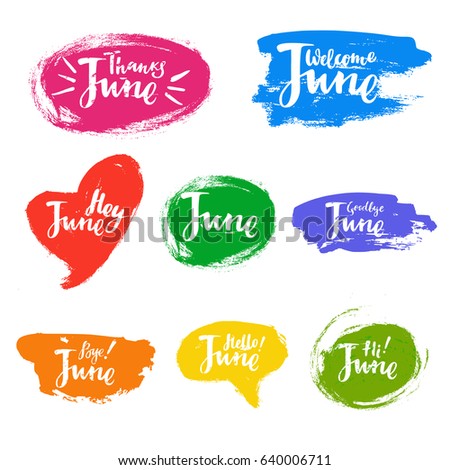 June Calligraphic Set Spot On Background Stock Vector (Royalty Free ...