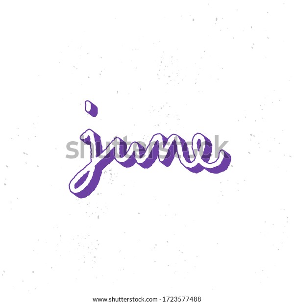Vektor Stok June Hand Lettering 3d Isometric Effect (Tanpa Royalti ...