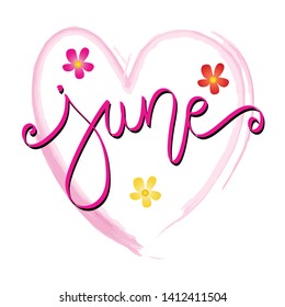 June Handwritten Calligraphic White Background Stock Vector (Royalty ...