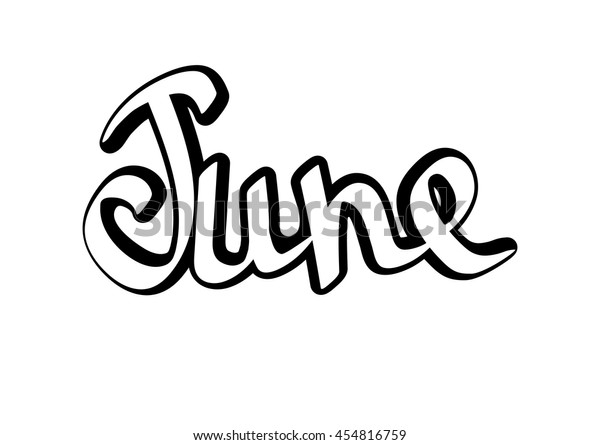 June Isolated Calligraphy Lettering Sticker Template: vector de stock ...