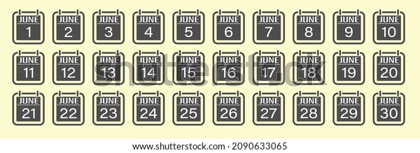 June Month Numbers Set Calendar Sheets Stock Vector (Royalty Free ...