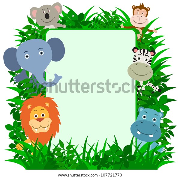 Jungle Animals Frame Copy Space: เวกเตอร์สต็อก (ปลอดค่าลิขสิทธิ์ ...