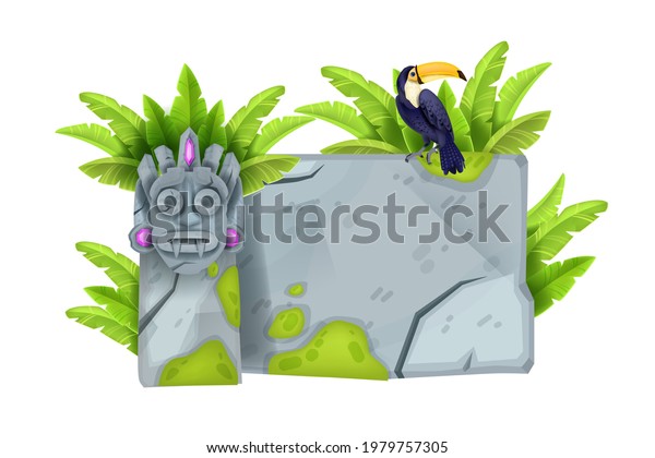 Jungle Stone Vector Sign Board Cartoon Stock Vector (Royalty Free ...