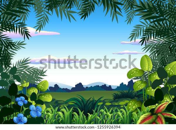 Jungle Theme Template Illustration Stock Vector (Royalty Free) 1255926394