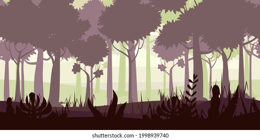 Jungle Tropical Forest Landscape Horizontal Seamless Stock Vector ...