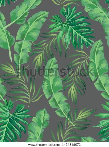 Jungle Vector Pattern Tropical Leavestrendy Summer Stock Vector ...