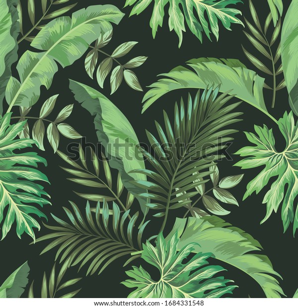 Jungle Vector Pattern Tropical Leavestrendy Summer Stock Vector ...