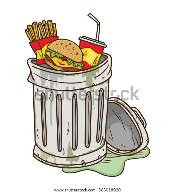Junk Food Bin Concept Say No Stock Vector (Royalty Free) 363018020