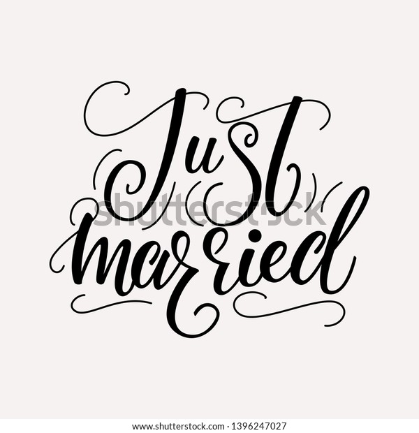 Just Married Lettering Design Vector Illustration Stock Vector (Royalty ...