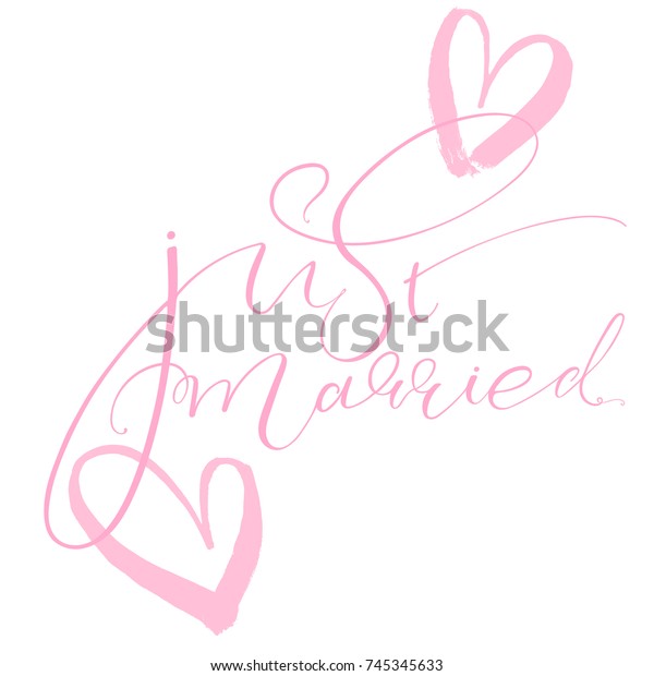 Just Married Lettering Text On Pink Stock Vector (Royalty Free ...