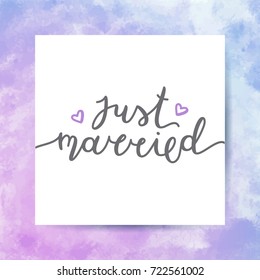 Just Married Lettering Vector Card Handwritten Stock Vector (Royalty ...