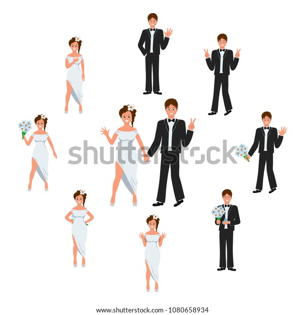 Just Married Wedding Scenario Set 10 Stock Vector (Royalty Free ...