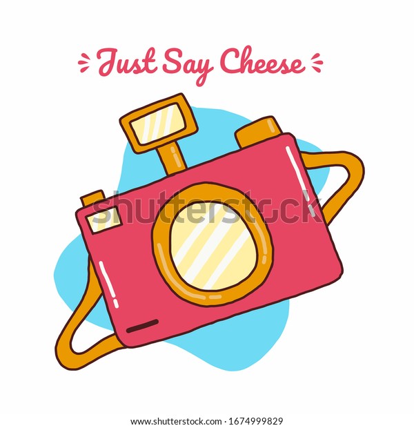 Just Say Cheese Slogan Cute Photo Stock Vector (Royalty Free) 1674999829