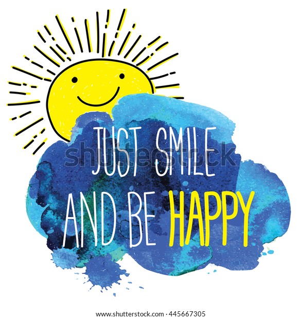 Just Smile Be Happy Poster Postcard Stock Vector (Royalty Free) 445667305