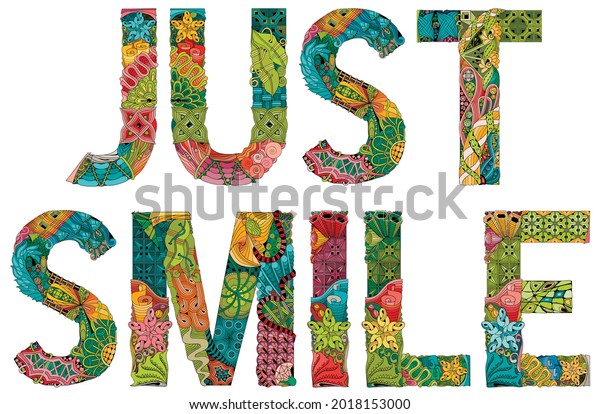 Just Smile Vector Decorative Zentangle Object Stock Vector (Royalty ...