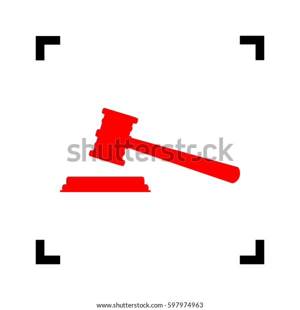 Justice Hammer Sign Vector Red Icon Stock Vector (Royalty Free ...