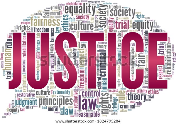 Justice Vector Illustration Word Cloud Isolated Stock Vector (Royalty ...