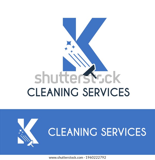 K Initial Letter Cleaning Service Logo Stock Vector (Royalty Free ...