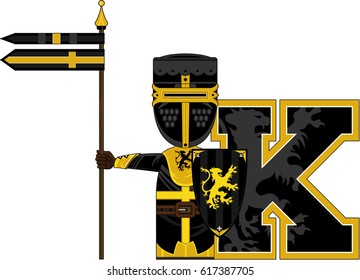 K Knight Medieval Alphabet Learning Illustration Stock Vector (Royalty ...