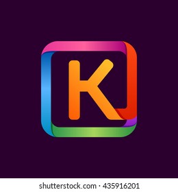 K Letter Neon Logo Square Stock Vector (Royalty Free) 435916201