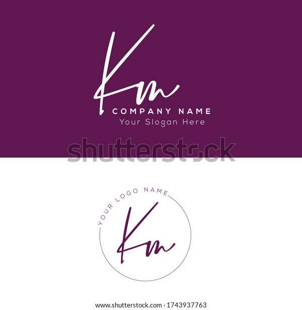 K M Km Initial Letter Handwriting Stock Vector (Royalty Free) 1743937763
