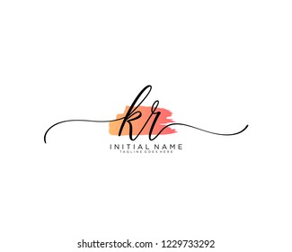 K R Initial Handwriting Logo Vector Stock Vector (Royalty Free ...
