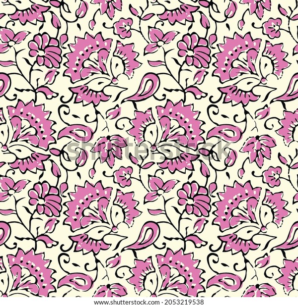 Kalamkari Block Print Seamless Pattern, Kalamkari, Block Print Seamless ...
