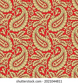 Kalamkari Seamless Pattern Background Printing On Stock Vector (Royalty ...