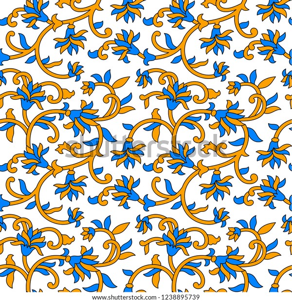 Kalamkari Vector Colorful Jaipuri Pattern Stock Vector (Royalty Free ...