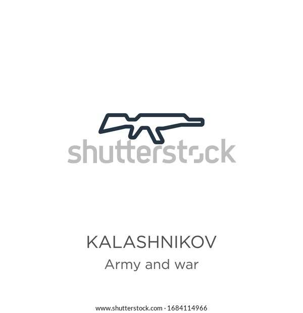 Kalashnikov Icon Thin Linear Kalashnikov Outline Stock Vector (Royalty ...