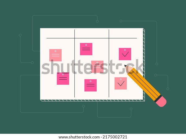 Kanban Board Sticky Notes Scrum Agile: เวกเตอร์สต็อก (ปลอดค่าลิขสิทธิ์ ...