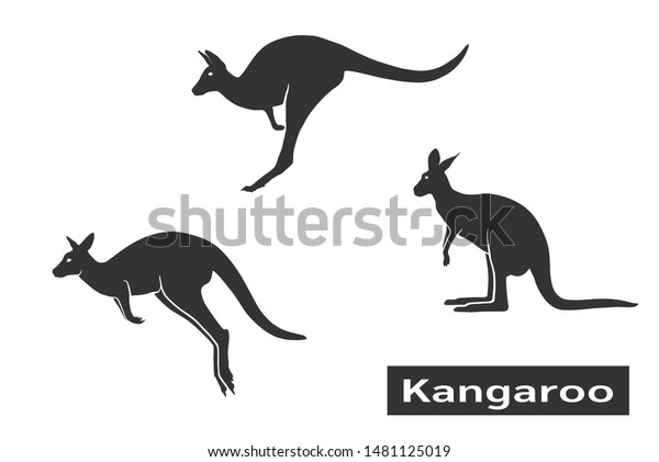 Kangaroo Icon Set Australian Logo Symbols Stock Vector (Royalty Free ...