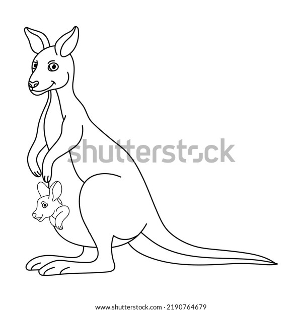 Kangaroo Outline Vector Illustration Black Silhouette: vetor stock ...
