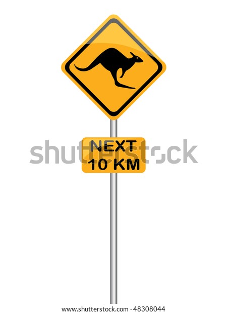 Kangaroo Road Sign Stock Vector (Royalty Free) 48308044