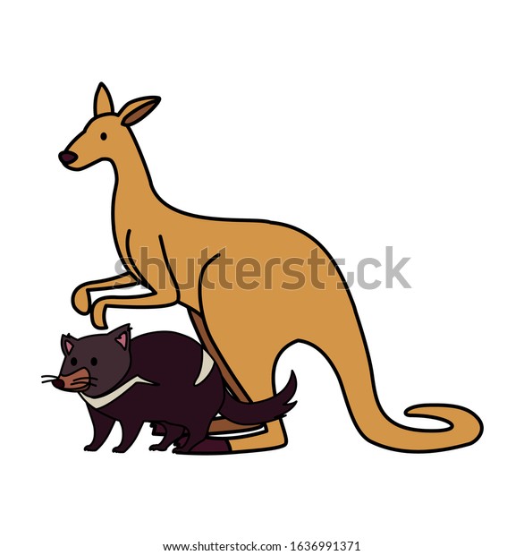Kangaroo Tasmanian Devil On White Background Stock Vector (Royalty Free ...