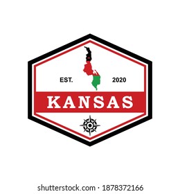 Kansas Map Vector Country Logo Stock Vector (Royalty Free) 1878372166 ...