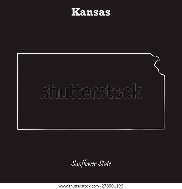 Kansas Outline Map Stroke Name State Stock Vector (Royalty Free ...