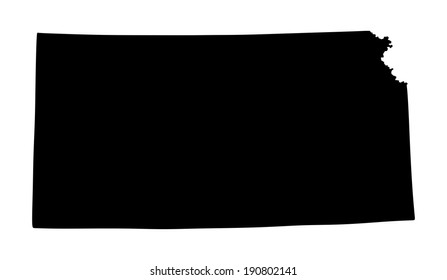 Kansas Vector Map Silhouette Isolated On Stock Vector (Royalty Free ...