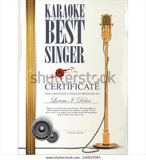 Karaoke Certificate Template Best Singer Stock Vector (Royalty Free ...
