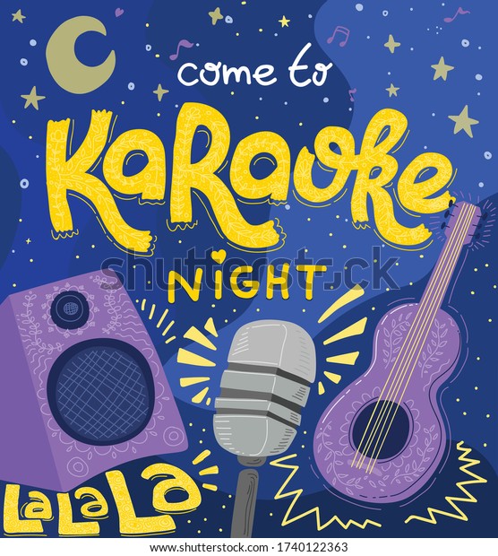 Karaoke Night Poster Vector Hand Drawn Stock Vector (Royalty Free ...