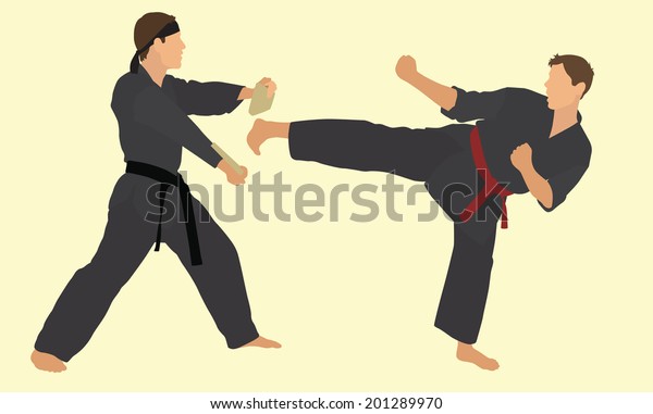 Karate Board Break - White or Caucasian Karate Fighter Breaking a board ...