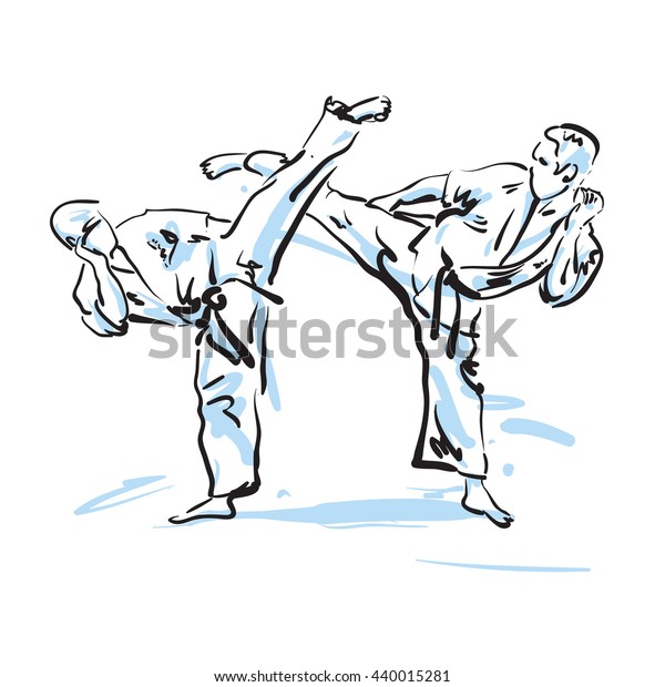 Karate Fighters Vector Illustration Stock Vector (Royalty Free) 440015281