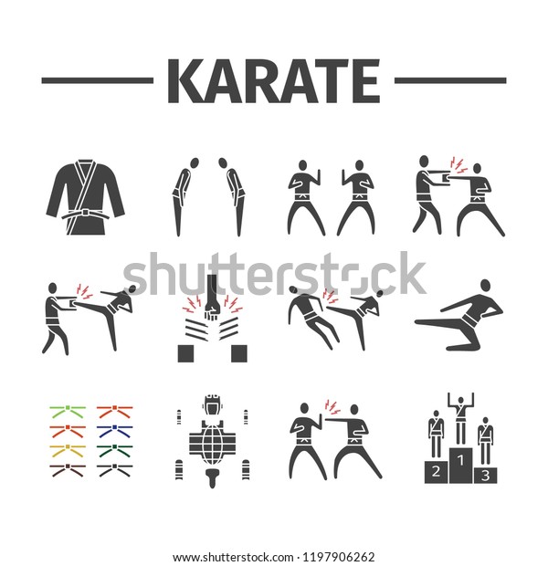 Karate Icons Set Vector Sports Signs Stock Vector (Royalty Free) 1197906262