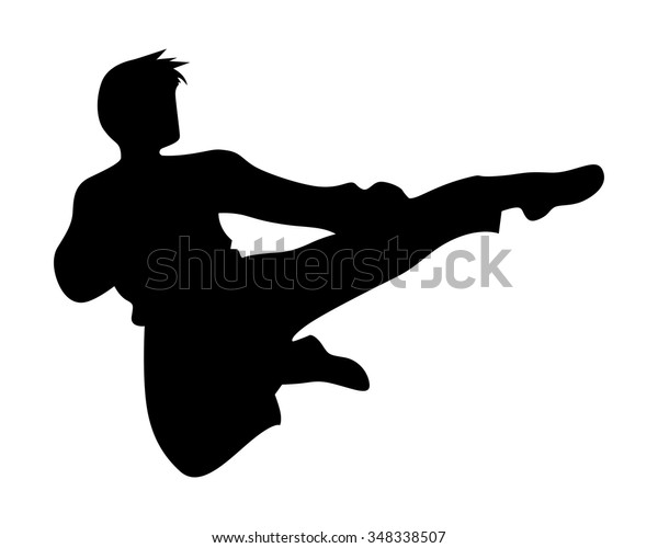 Karate Kung Fu Side Kick Silhouette Stock Vector (Royalty Free ...
