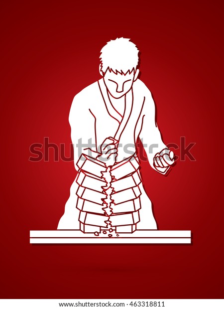 Karate Man Breaking Bricks Graphic Vector Stock Vector (Royalty Free ...
