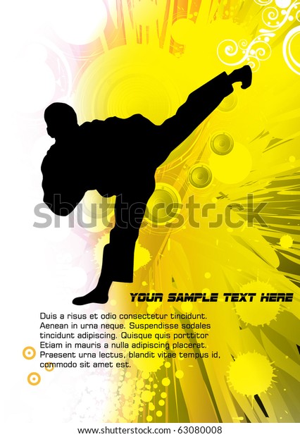 Karate Poster Abstract Yellow Background Stock Vector (Royalty Free ...